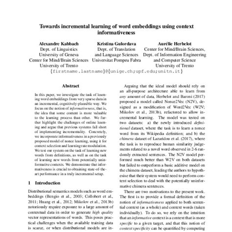 Towards Incremental Learning Of Word Embeddings Using Context