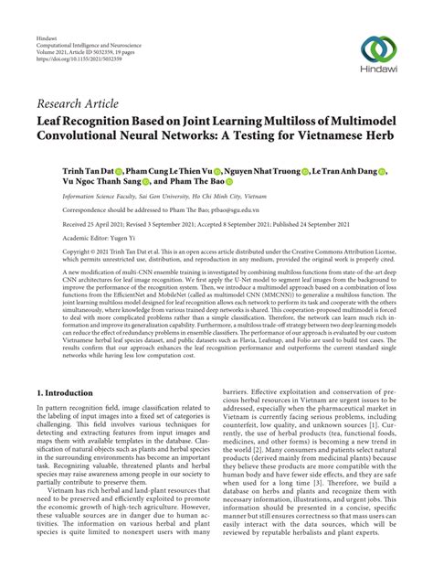 Pdf Leaf Recognition Based On Joint Learning Multiloss Of Multimodel