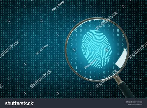 Binary Code Backdrop Magnifier Finger Print Stock Illustration
