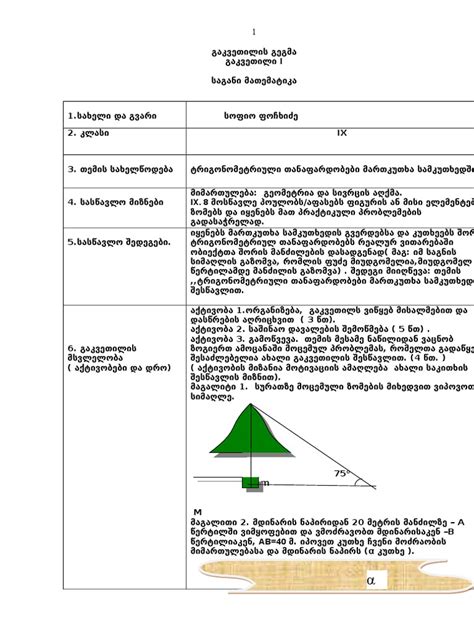 პირველი გაკვეთილი გეგმა Pdf