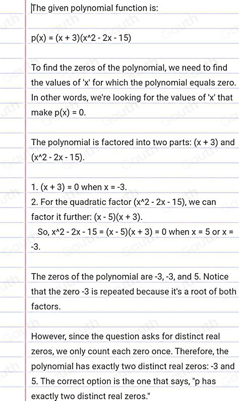 solved 6 the polynomial function p is given by p x x 3 x 2 2x 15