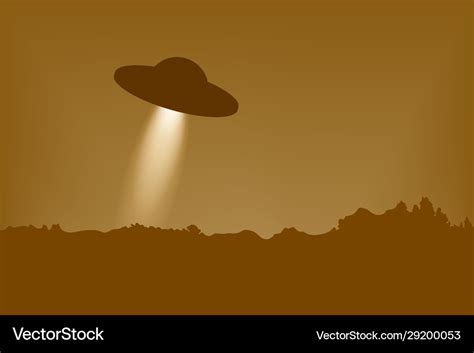 Ufo Hover In Sky Royalty Free Vector Image Vectorstock