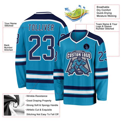 Custom Panther Blue Navy White Hockey Jersey Clearance Fancustom