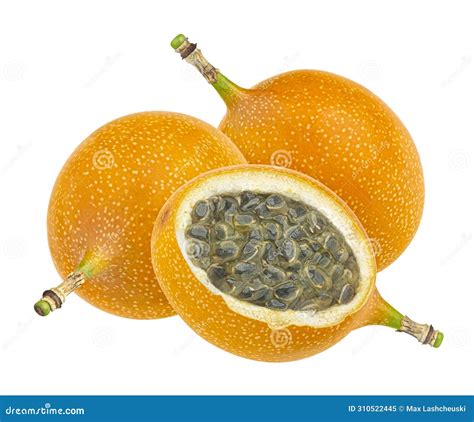 Granadilla Isolated On White Background Full Depth Of Field Stock