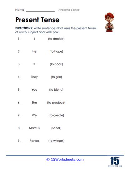 Present Tense Worksheets Effective Exercises 15