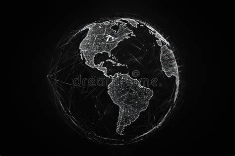 Global Network Of Data Points Connecting Continents Through Technology And Communication Stock