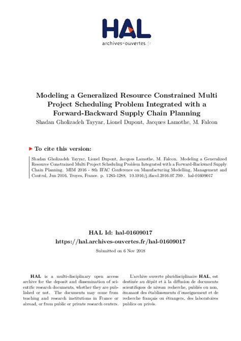Pdf Modeling A Generalized Resource Constrained Multi Project Scheduling Problem Integrated