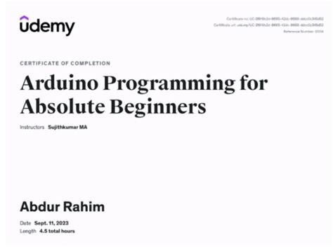 Excited To Announce That I Have Successfully Completed The Arduino… Abdur Rahim M