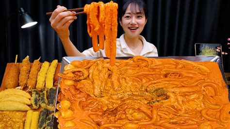 꾸덕한 배떡 로제떡볶이에 각종 튀김 꿀조합 리얼먹방 Rose Tteokbokki Mukbang Eating Show
