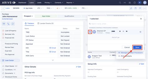 Assign Contract Processors To A Loan Arive