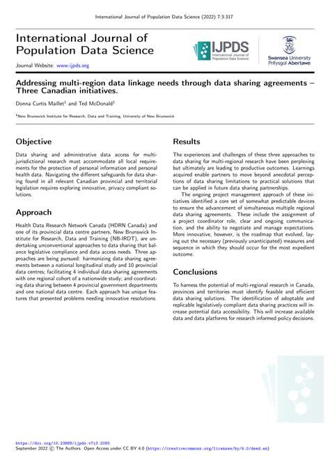 Pdf Addressing Multi Region Data Linkage Needs Through Data Sharing