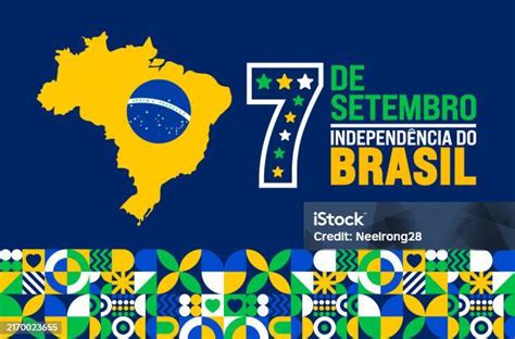 9 월 7 일 브라질 독립 기념일 기하학적 모양 패턴 패턴 배경 또는 배너 디자인 서식 파일 와 브라질 지도 Dia Da Independência Do Brasil 배경