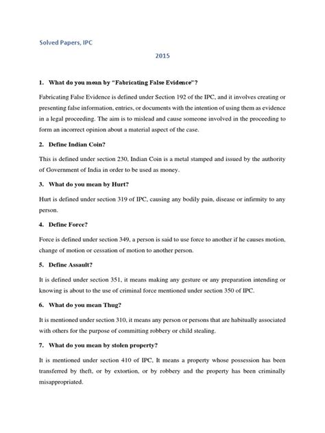 ipc solved papers 8th sem pdf defamation robbery