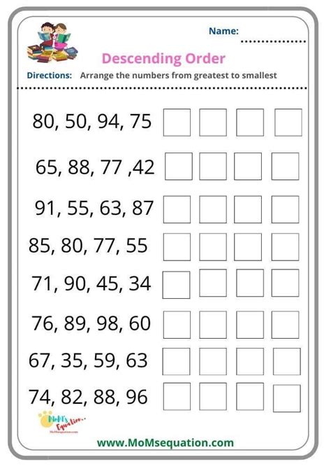 Ascending And Descending Order Worksheet Pack Math Addition