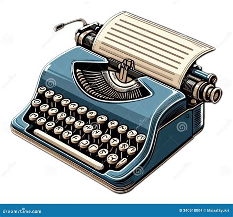 Vintage Typewriter Clip Art Classic Stylized Design With Paper Insert For Nostalgia And Writing