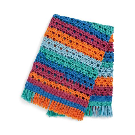 Caron Anniversary Cakes Stacking Triangles Lacy Crochet Blanket