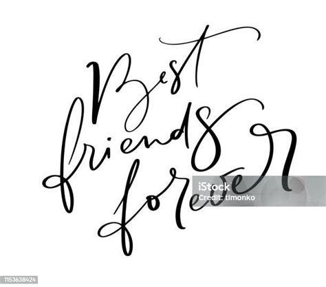 벡터 텍스트 영원히 가장 친한 친구 우정의 날의 일러스트 레터링 인사말 카드 현대 서 예 손으로 그린 문구 우정에 대한 스톡 벡터 아트 및 기타 이미지 Istock