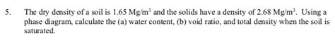 Solved The dry density of a soil is Mg m² and the Chegg com