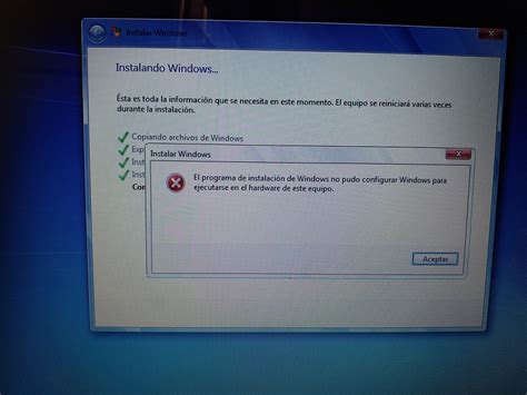 El Programa De Instalacion De Windows No Pudo Configurar Windows Para Ejecutarse En El Hardware