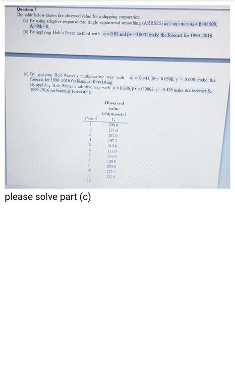 solved question 3 the table below shows the observed value
