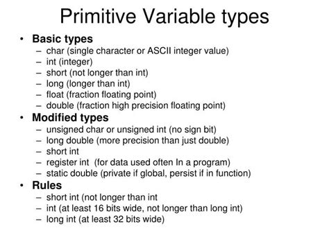 Ppt Primitive Variable Types Powerpoint Presentation Free Download