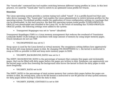 Red Hat Enterprise Linux Oracle Tuned Profile Implementation Guide