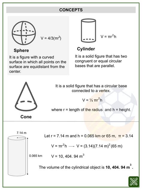 Volume Of A Cylinder Cone And Sphere Worksheet Free Worksheets Printable