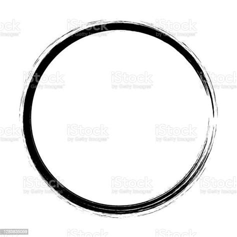 벡터 브러시는 흰색 배경에 페인트원을 스트로크합니다 잉크 손으로 그린 페인트 브러시 원 로고 라벨 디자인 요소 벡터 일러스트레이션 검은 추상 원 프레임 0명에 대한 스톡
