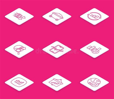 Set Line Financial Growth Dollar Coal Mine Trolley Graph Chart