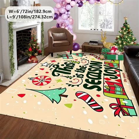 줄리다 크리스마스 시즌 조이 에리어 러그 기계 세척 가능 미끄럼 방지 낮은 털 폴리에스터 섬유 실내침실방 Temu Republic Of Korea