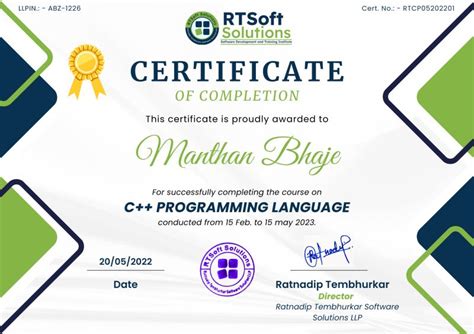 Manthan Bhaje On Linkedin Cplusplus Programming Softwaredevelopment Certificate