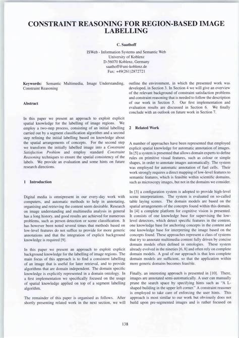PDF Constraint Reasoning For Region Based Image Labelling