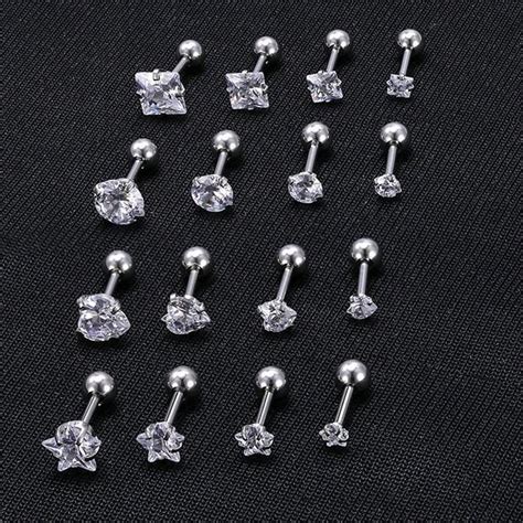 จิว ดาว กลม หัวใจ สี่เหลี่ยม ราคา 1 คู่ Shopee Thailand