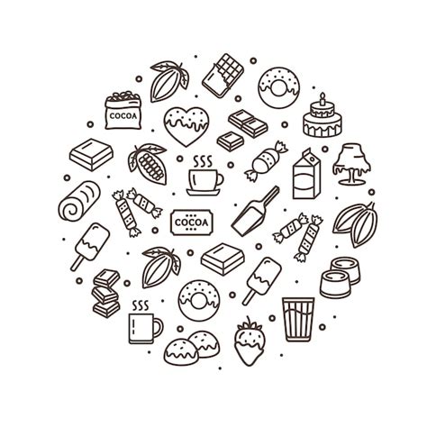 Premium Vector Chocolate Sweets Round Design Template Black Thin Line Icon Banner Include Of