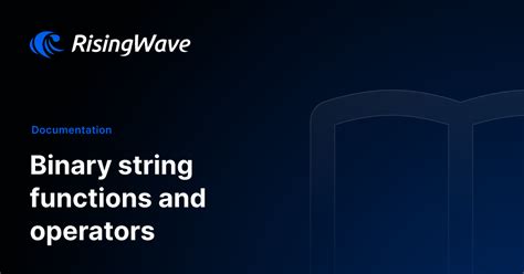 Binary String Functions And Operators Risingwave