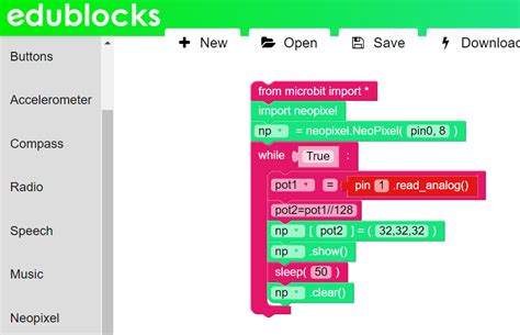 Robots And Physical Computing Microbit Playground And Edublocks Controlling The Pixels