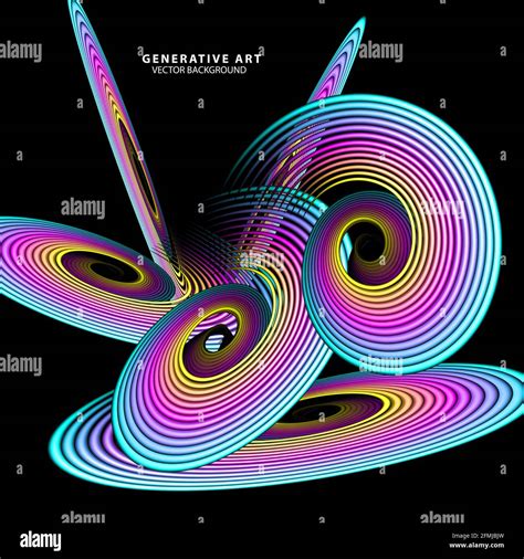 Generative Art Abstract Colorful Background Vector Template With Blended Multiple Geometric