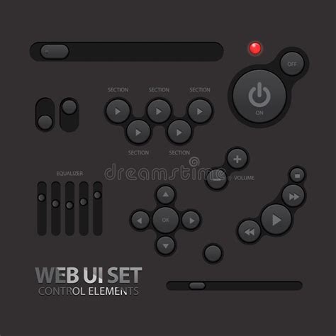 Dark Web Ui Elements Buttons Switches Bars Stock Vector