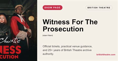 Witness For The Prosecution Tickets Agatha Christie London British