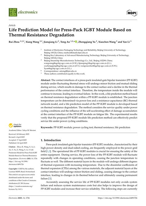 Pdf Life Prediction Model For Press Pack Igbt Module Based On Thermal Resistance Degradation