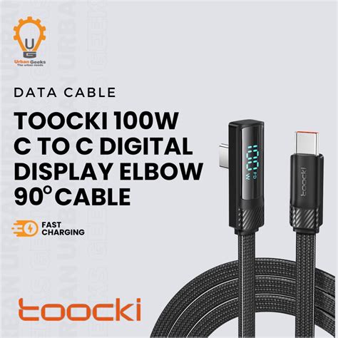 Jual Toocki Kabel PD 100W USB Type C To USB C Cable 90 Degree Digital Display Fast Charger