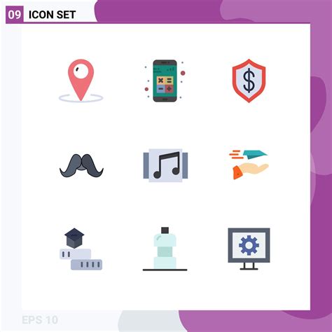 Set Of 9 Vector Flat Colors On Grid For Movember Moustache Calculator Technology Cyber Editable