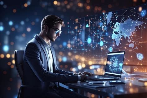 Premium Ai Image Data Scientist Programmer Using Laptop Analyzin Ai Generative