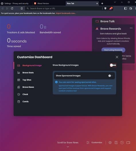 Unable To Toggle `off` For `refresh On Every New Tab` In The Dashboard · Issue 25824 · Brave