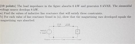 Solved 10 Points The Load Impedance In The Figure Absorbs