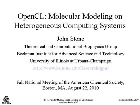 Open Cl Molecular Modeling On Heterogeneous Computing Systems