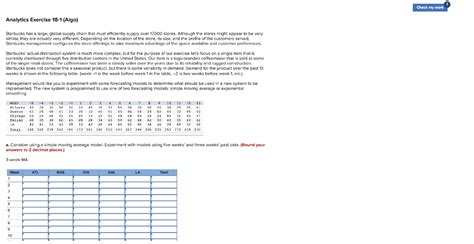 solved analytics exercise 18 1 algo starbucks has a large