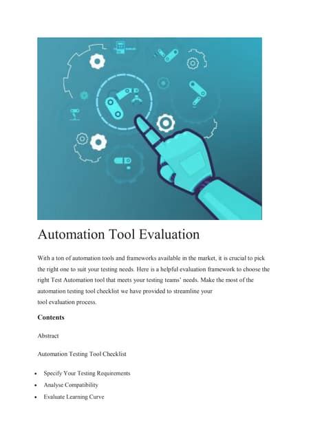 Automation Tool Evaluation Pdf