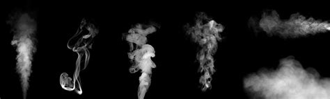 다양한 모양과 특성을 가진 연기 검은 배경에 고립 된 다른 질감과 밀도를 가진 스모그의 그림 0명에 대한 스톡 사진 및 기타 이미지 Istock