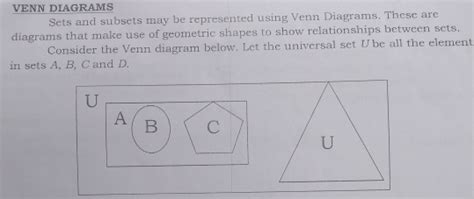 Solved Venn Diagrams Sets And Subsets May Be Represented Using Venn